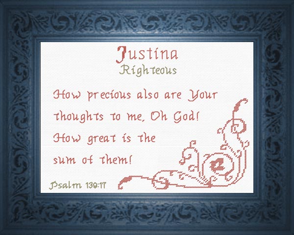 Name Blessings - Justina | Crafting | Cross-Stitch | Religious