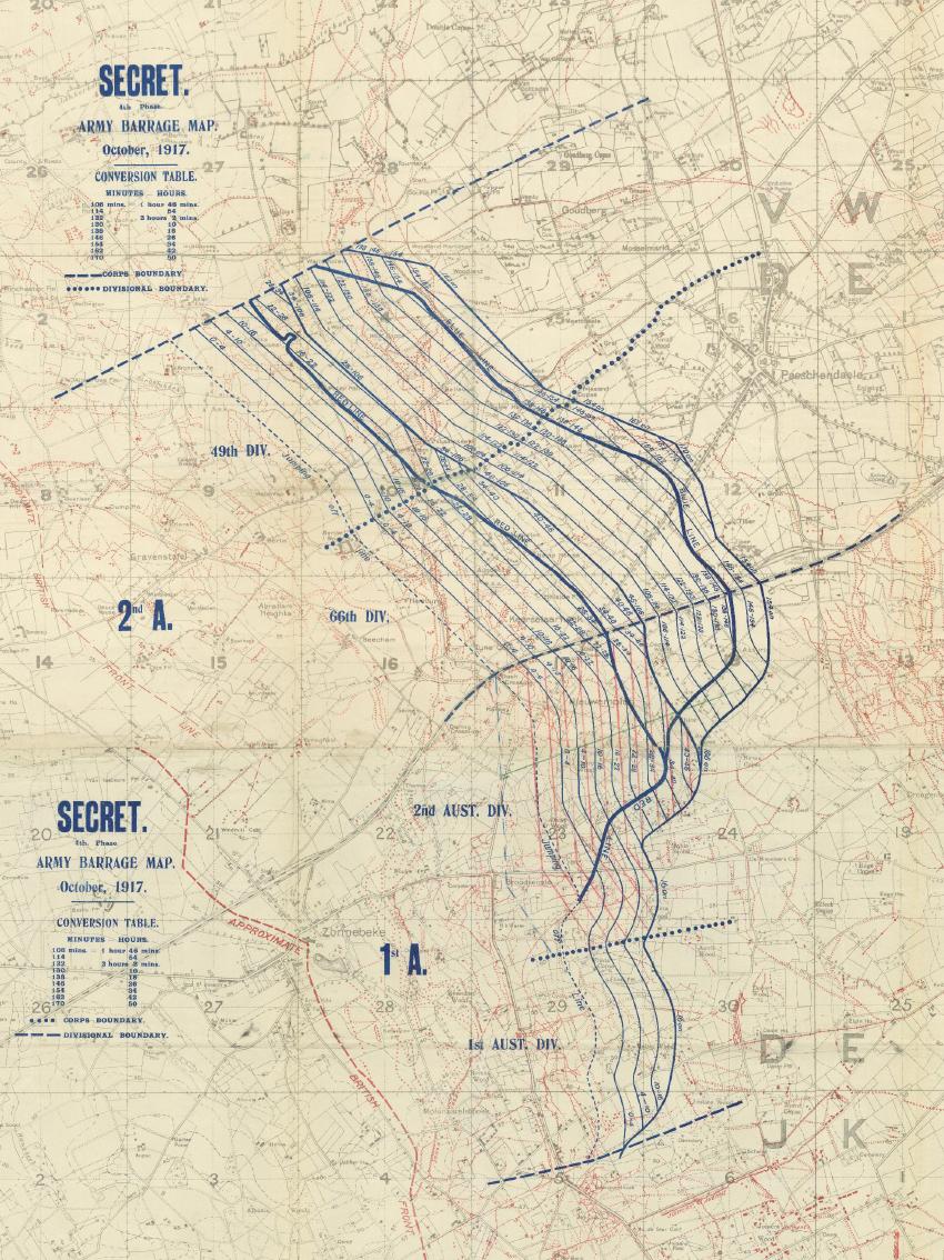 World War 1 Battle Map Images Poelcappelle Passchendaele Ypres Vimi ...