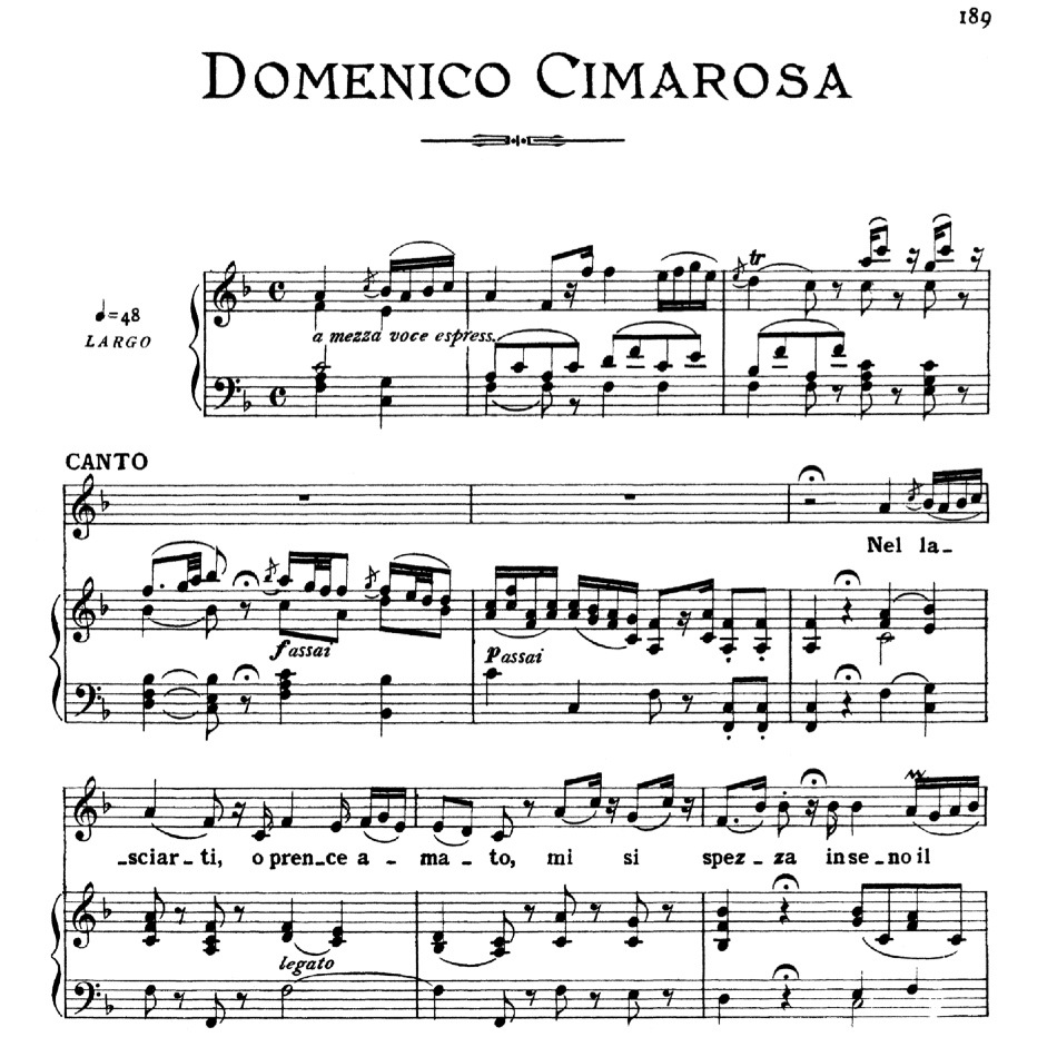 Nel lasciarti,o prence amato, High Voice in F Major, D.Cimarosa. For ...