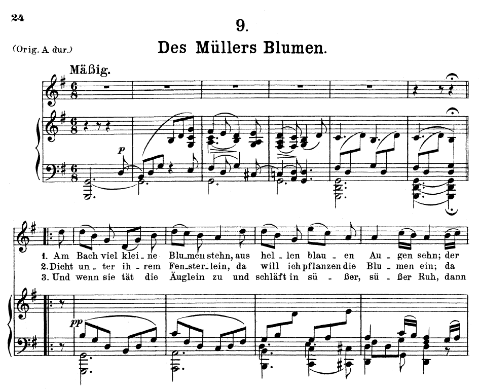 Des Müller's Blumen D.795-9, Medium Voice in G Major, F. Schubert (Die ...