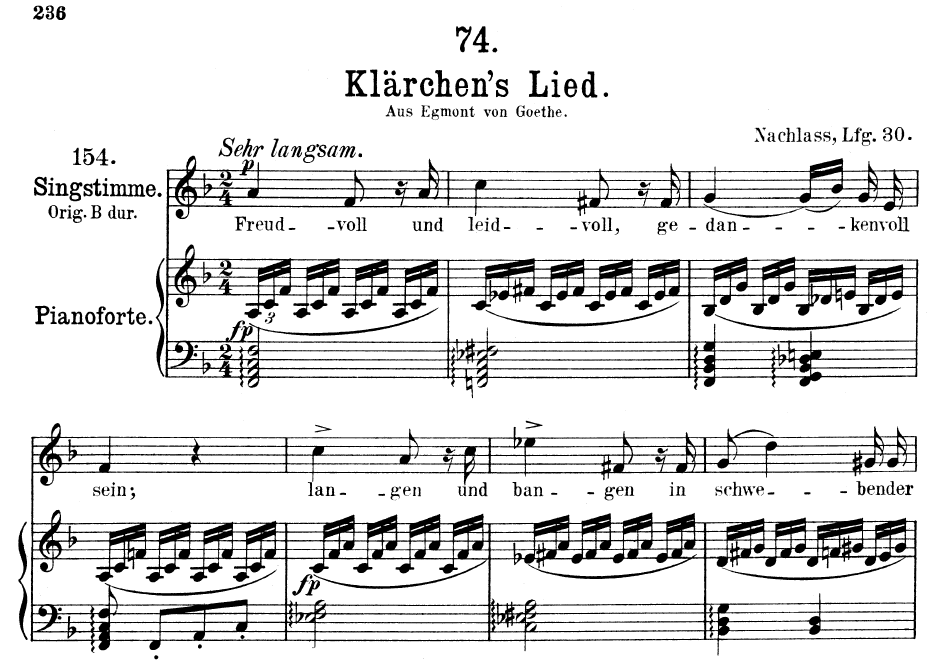 Klärchen's Lied D.210, Medium Voice in F Major, F. Schubert, Ed. Peters | eBooks