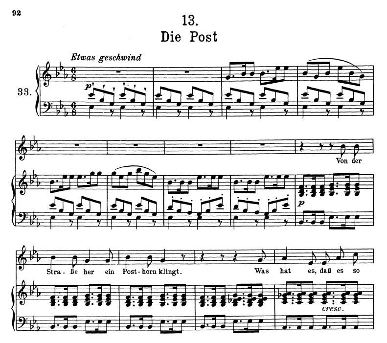 Die Post D.911-13, High Voice in E-Flat Major, F. Schubert (Winterreise ...
