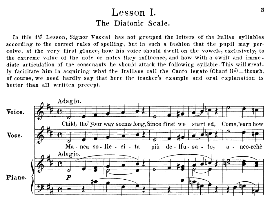 Vaccai Practical Method for High Voice (High Soprano/Tenor). Schirmer ...