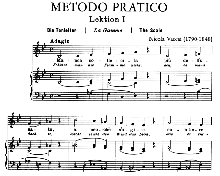 Vaccai Practical Method for Low Voice (Mezzo/Baritone). Edition Peters ...