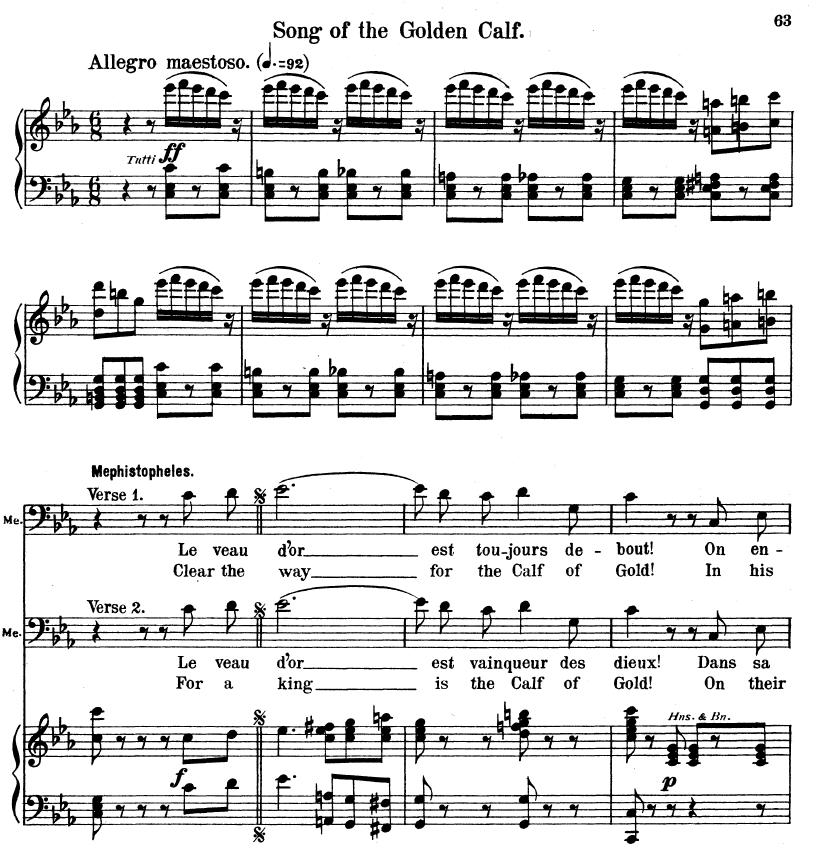 Le Veau D Or Est Toujours Debout Song For Bass Mephistophélès Ch