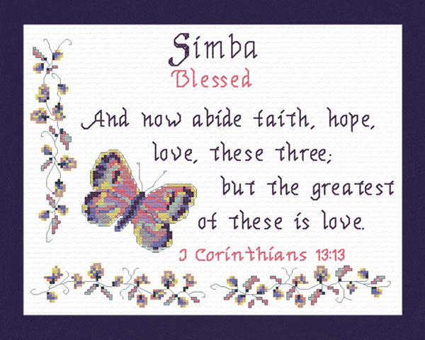 Name Blessings - Simba | Crafting | Cross-Stitch | Religious