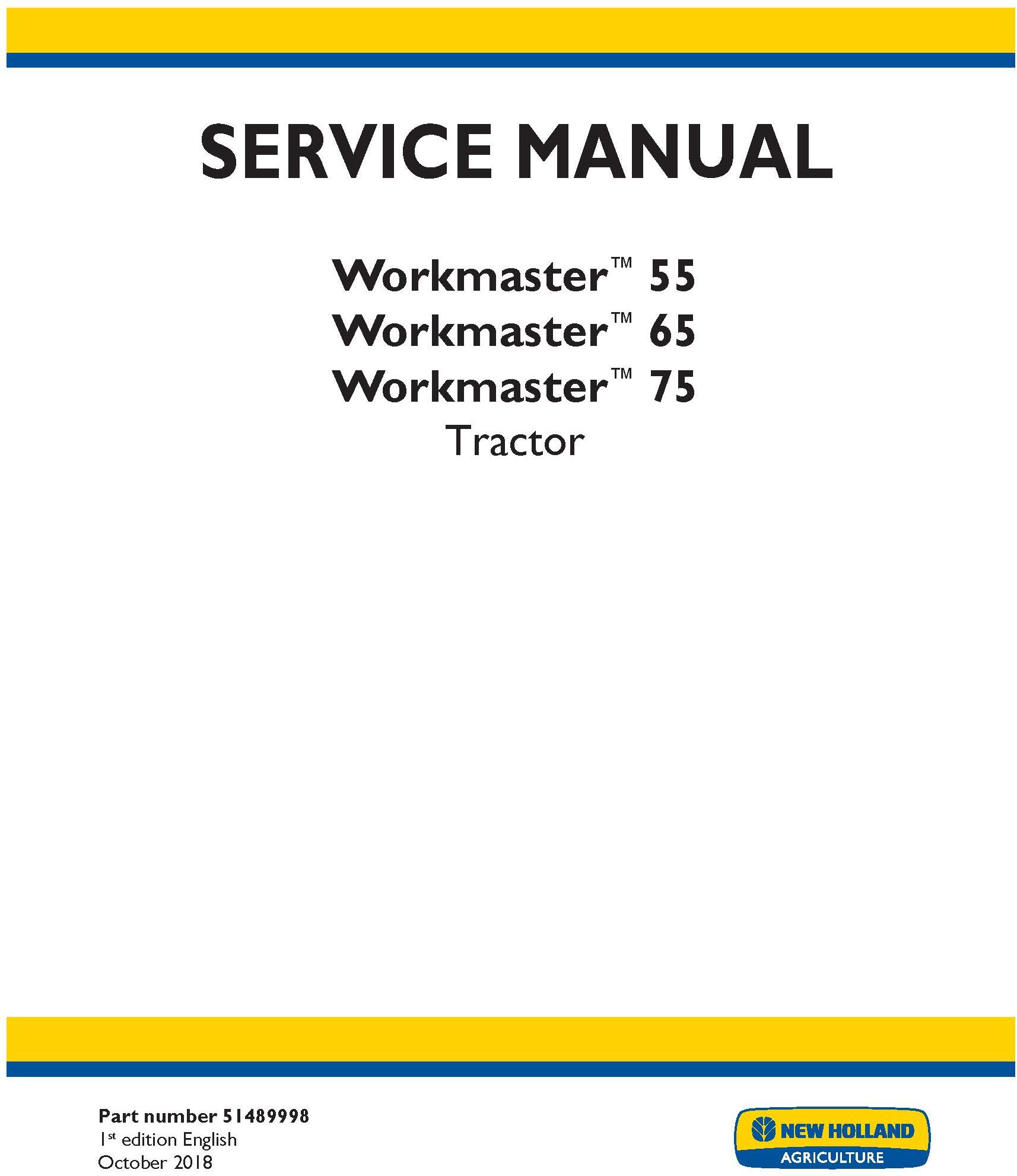 New Holland Workmaster 55, Workmaster 65, Workmaster 75 Tractor Service Manual | Documents and Forms