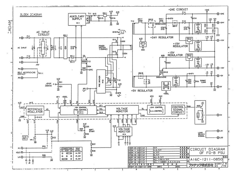 FANUC A16B-1211-0850 PSU. Power Supply (Full Schematic Circuit Diagram ...