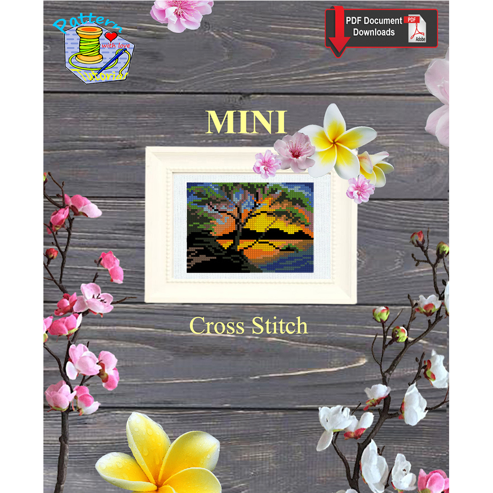 Miniature art cross stitch #m424 BOHO embrodery | Mini pattern | art ...