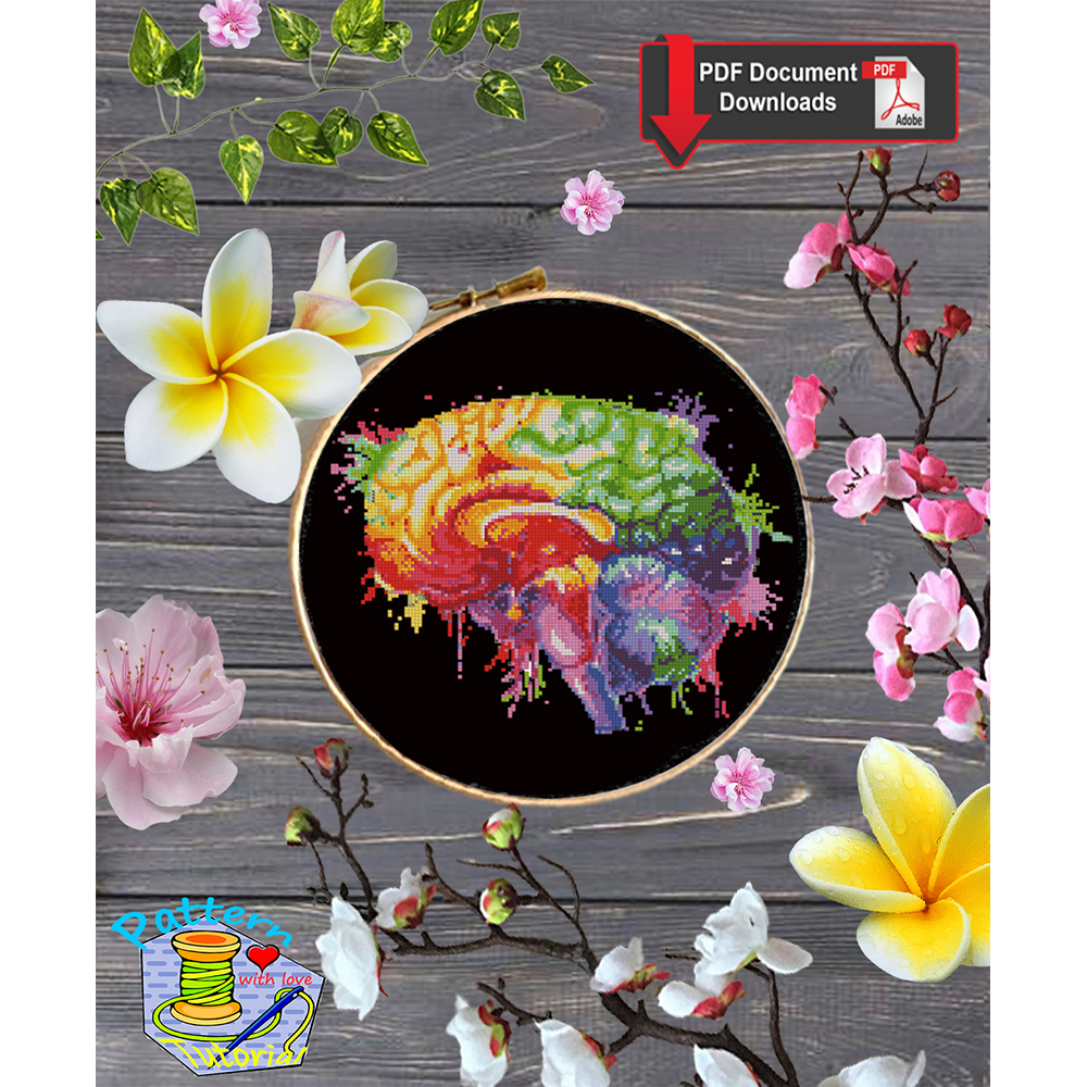 Brain #115 Anatomy Embroidery Cross Stitch Pattern Instant Download ...