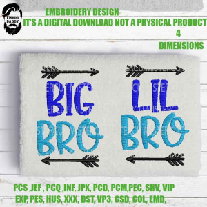Machine Embroidery files, matching Big Bro Lil Bro embroidery design ...
