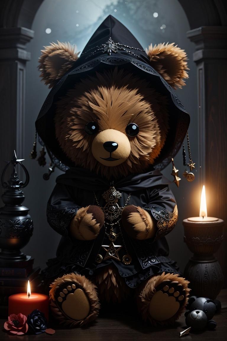 Teddy bear doing black magic image | Photos and Images | Digital Art