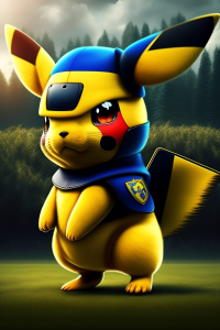 Masterpiece, pikachu, wearing tactical armor, ukraine patches, ukraine ...