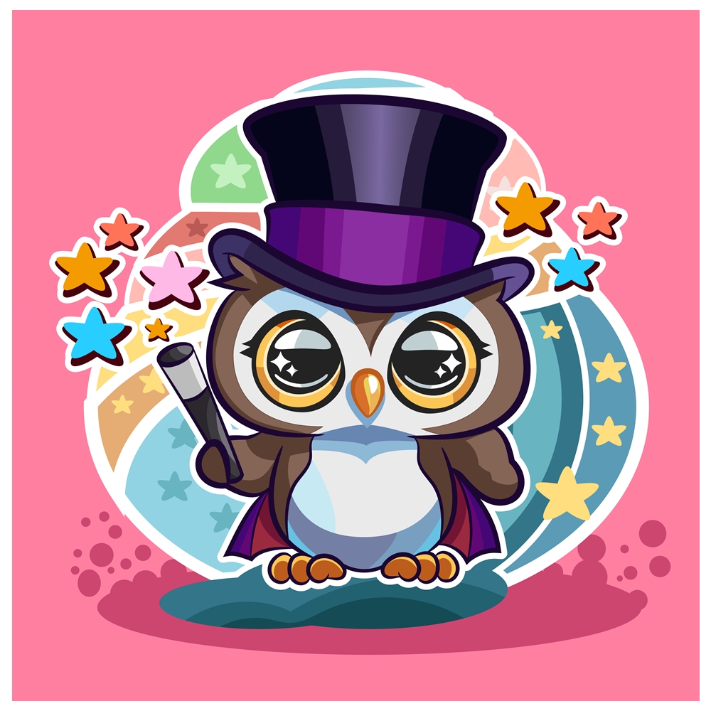 Cute magical owl, vector illustration for a magical and adorable touch ...