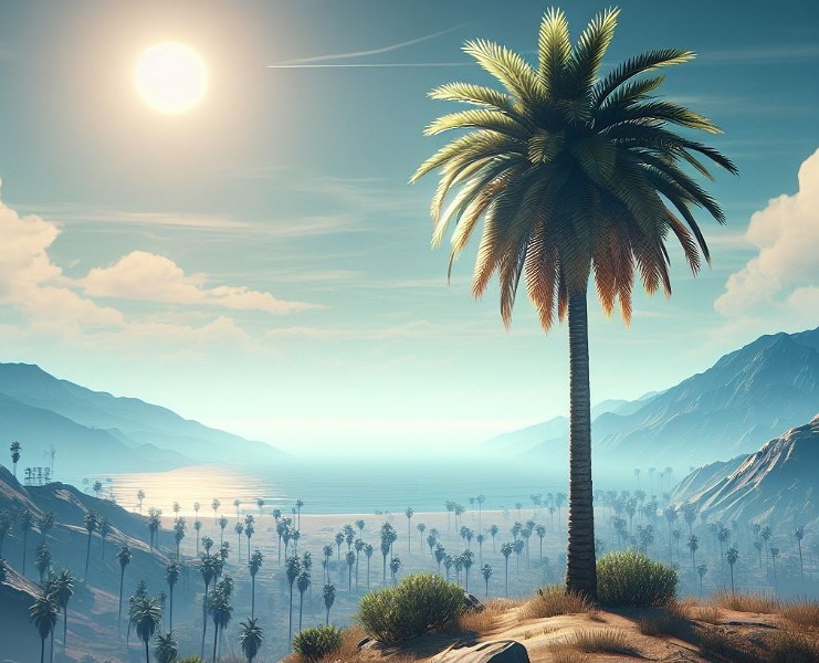 Lone palm plant watching the sunset | Photos and Images