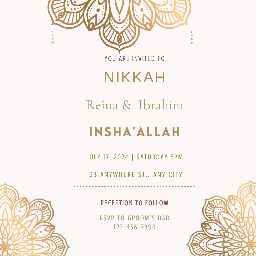 Editable Nikah Invitation Template | Documents and Forms