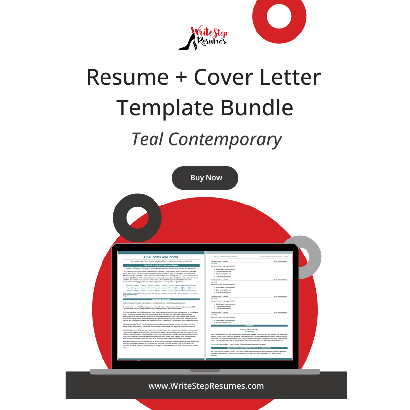 Resume + Cover Letter Template Bundle - Teal Contemporary | Documents ...