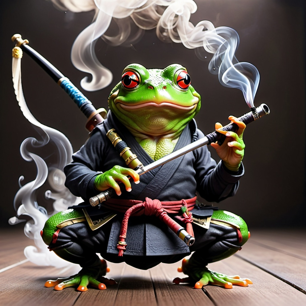 Green Smoking Samurai Frog NFT | Photos and Images
