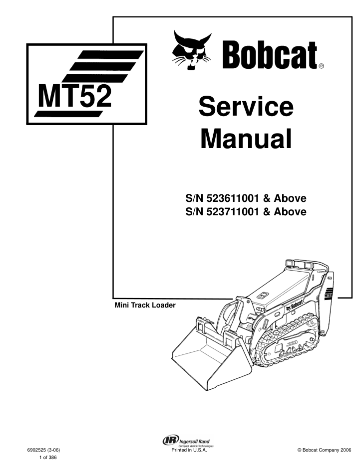 Bobcat Mt52 Loader Service Schematics Repair Manual | Documents and Forms