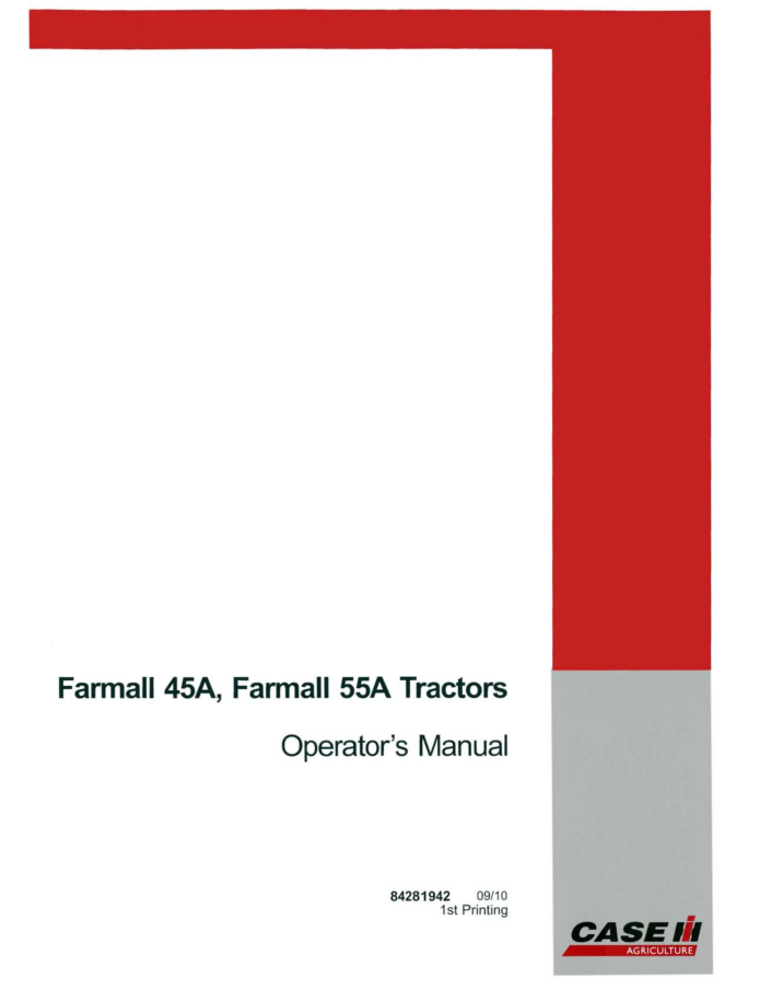 Case Ih 45a 55a Farmall Tractor Operators Service Engine Manual ...