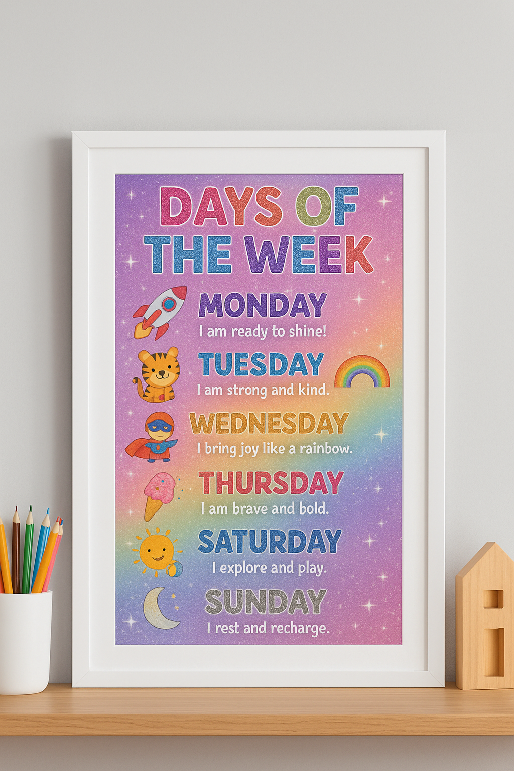 Days of the Week Sparkle Poster – Printable for Kids, Classrooms ...