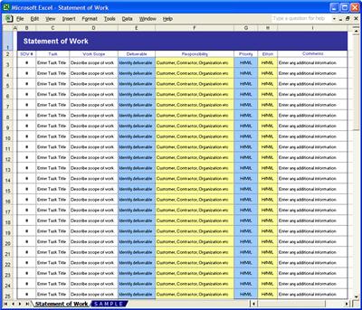 Statement of Work Template | Software | Software Templates