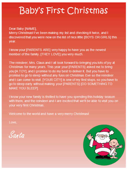 Letter To Santa From Baby