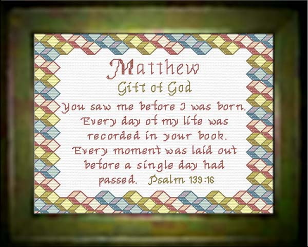Name Blessings - Matthew - Chart | Crafting | Cross-Stitch | Religious